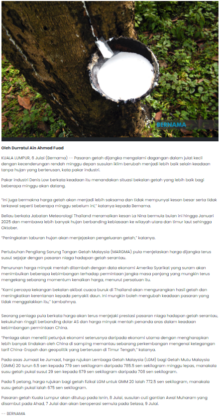 Laman Web Rasmi KPK - BERITA GETAH 2024